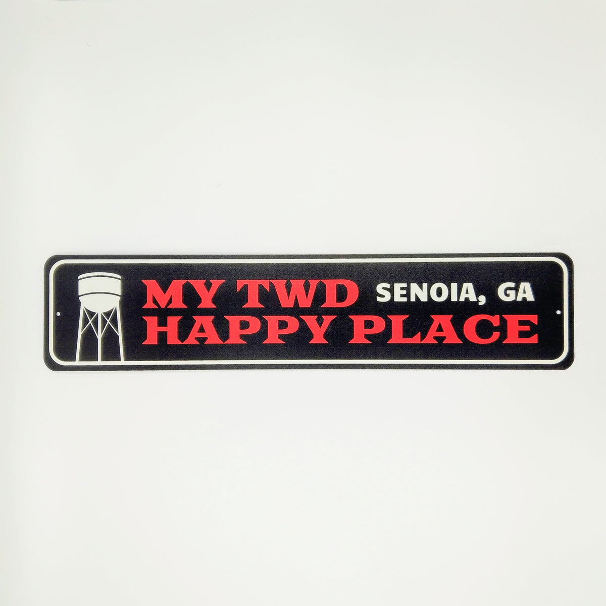 My TWD Happy Place Senoia, GA Tin Sign (Black) – TheWoodburyShoppe